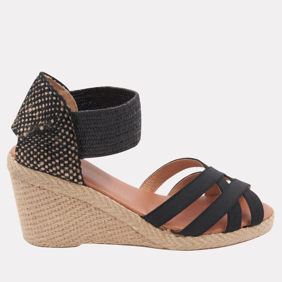 Stretch Raffia Espadrille Wedge